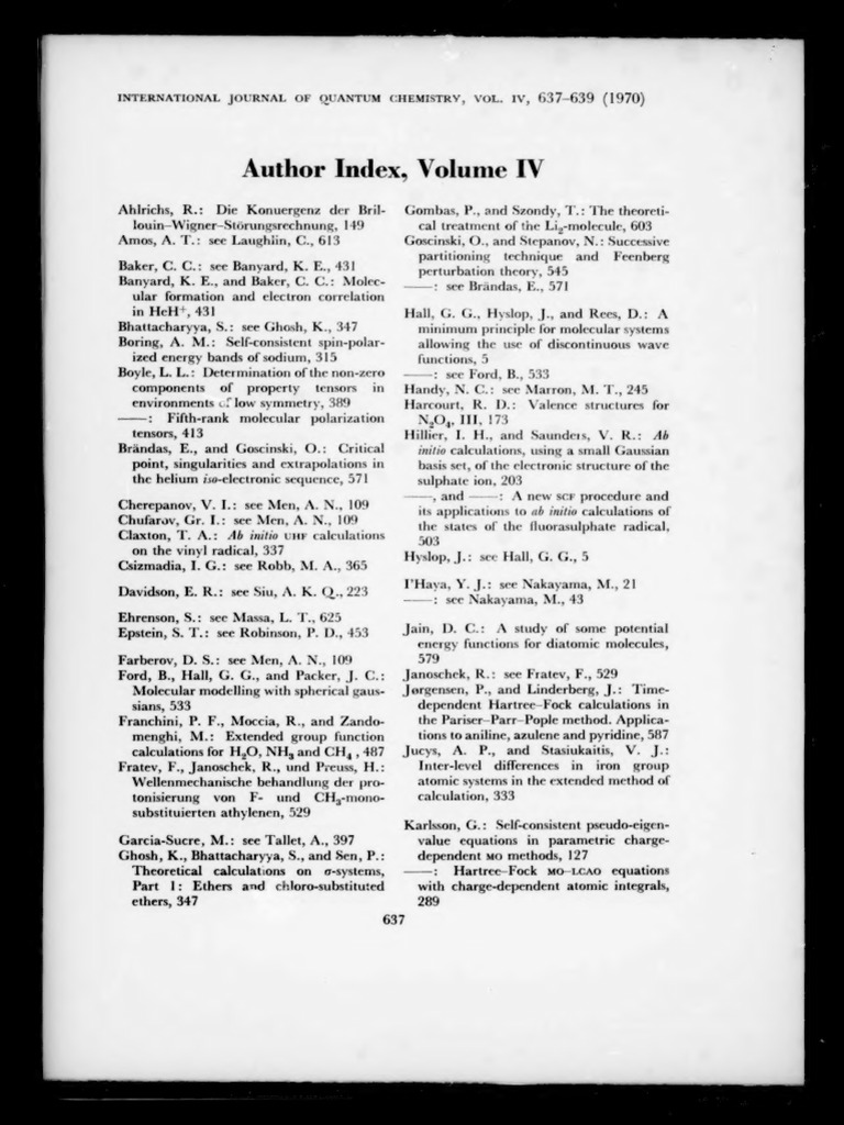International Journal of Quantum Chemistry - 1970 - 4 | PDF | Molecular ...