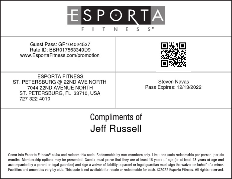 Esporta Fitness Guest Pass