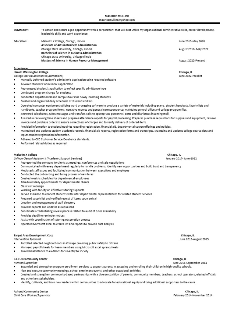 Maurice Mullins Updated Resume | PDF | Mentorship | Business