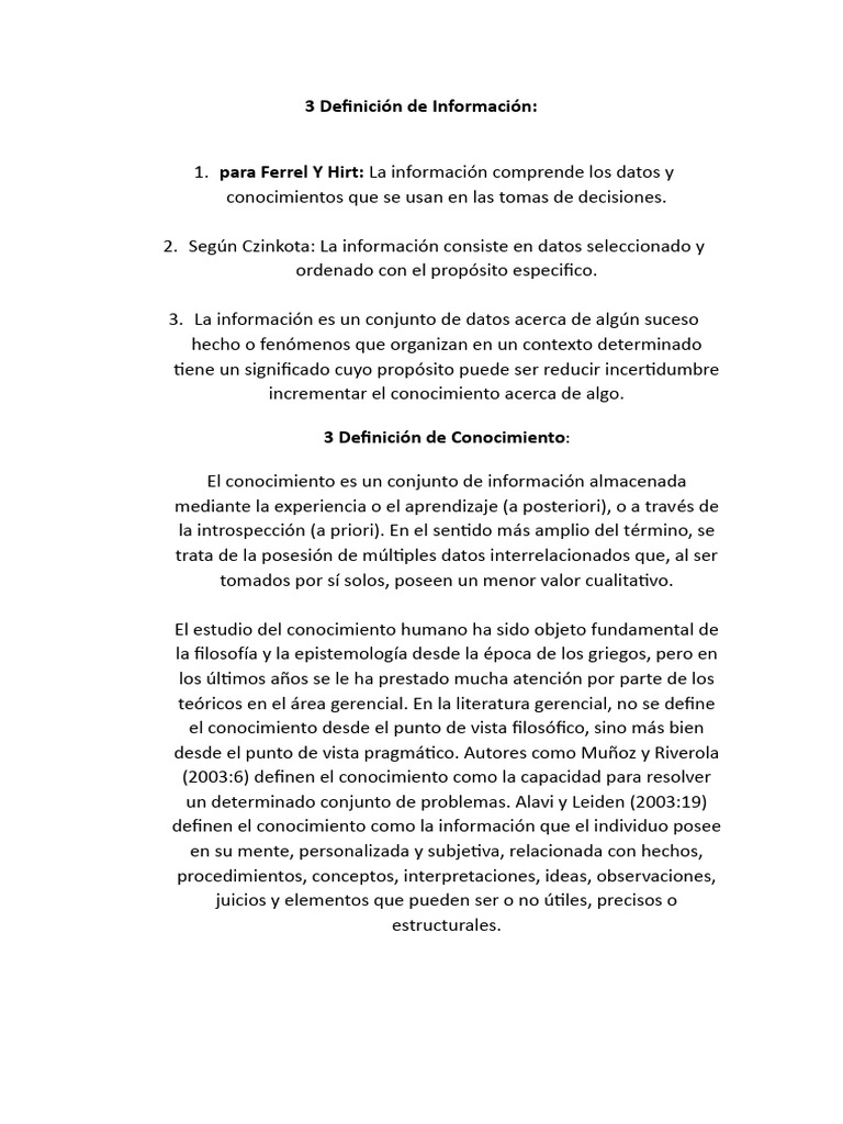 3 Definición de Información | PDF | Hardware de la computadora ...