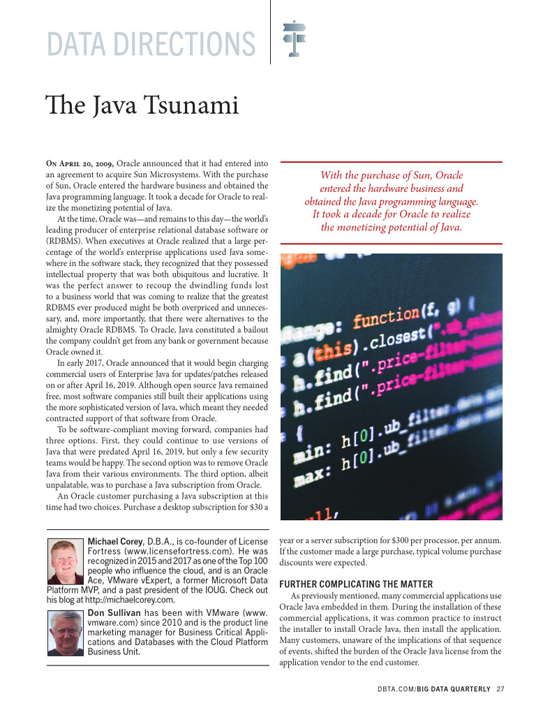 Data Directions: The Java Tsunami | PDF | Oracle Corporation | Java ...
