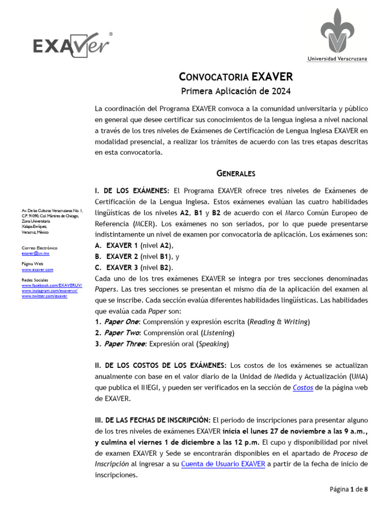 Convocatoria EXAVER | PDF | Contraseña | Bancos