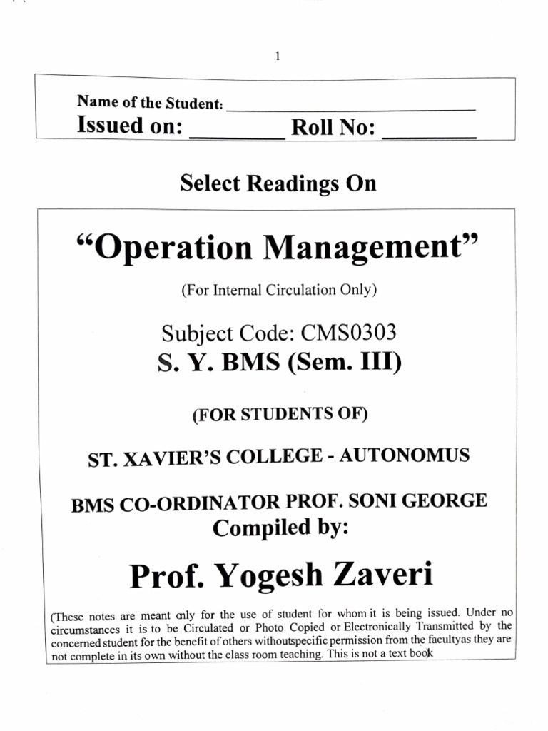 Operations Management Pdf