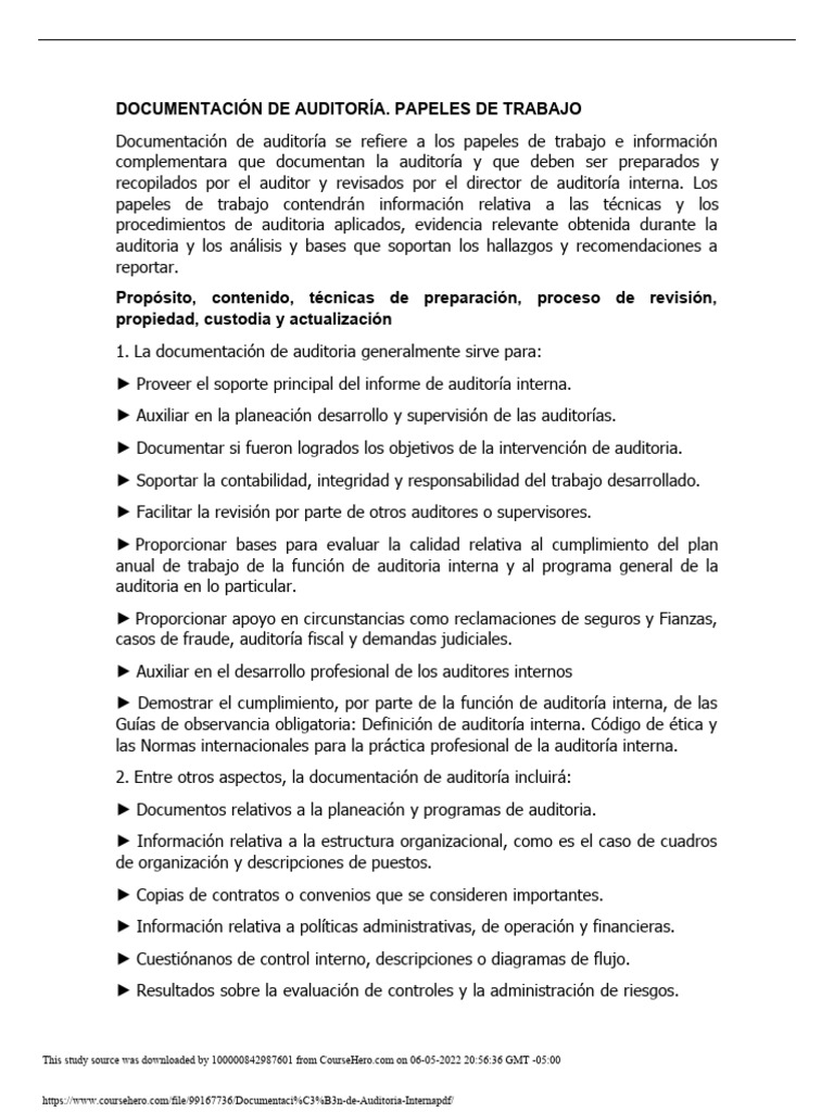 Documentaci N de Auditoria Interna PDF | PDF | Auditoría