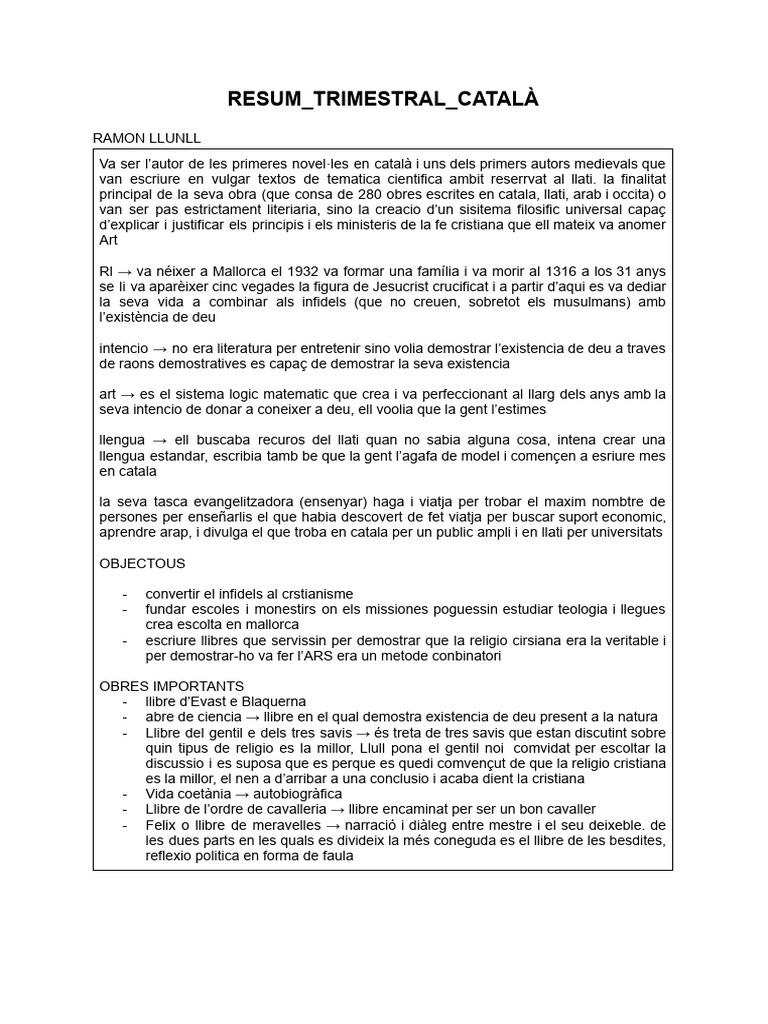 Resum Trimestral Català | PDF