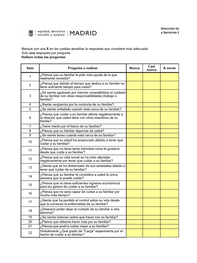 Escala de Zarit | PDF