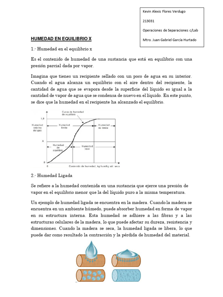 Tipos de Humedad: Libre y Ligada | PDF | Humedad | Vapor de agua