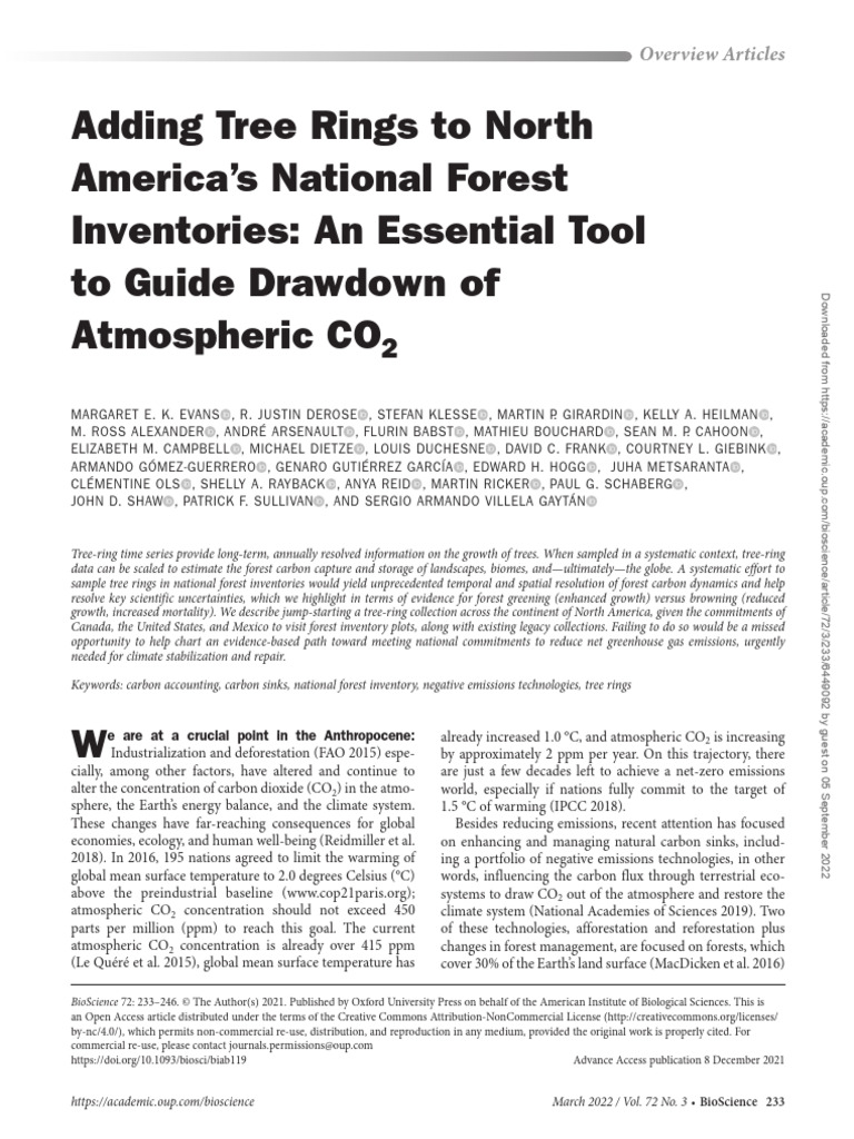 Adding Tree Rings To North America's National Forest Inventories: An ...
