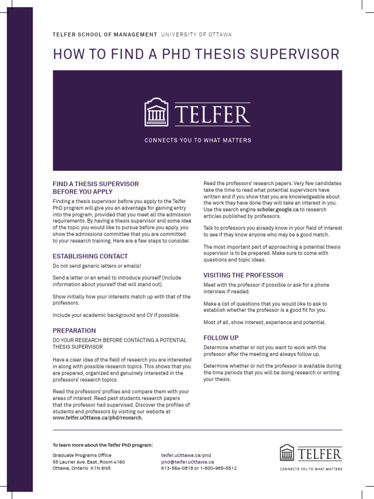 Finding a PhD Thesis Supervisor at uOttawa | PDF | Thesis | Doctor Of ...
