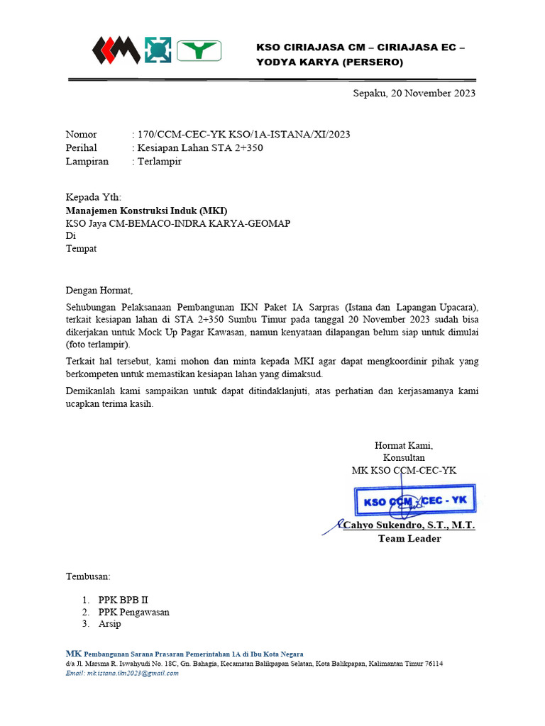 Surat 170 - MK Paket 1 TGL 20 November 2023 | PDF