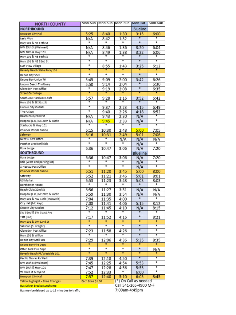North County Bus Schedule PDF | PDF