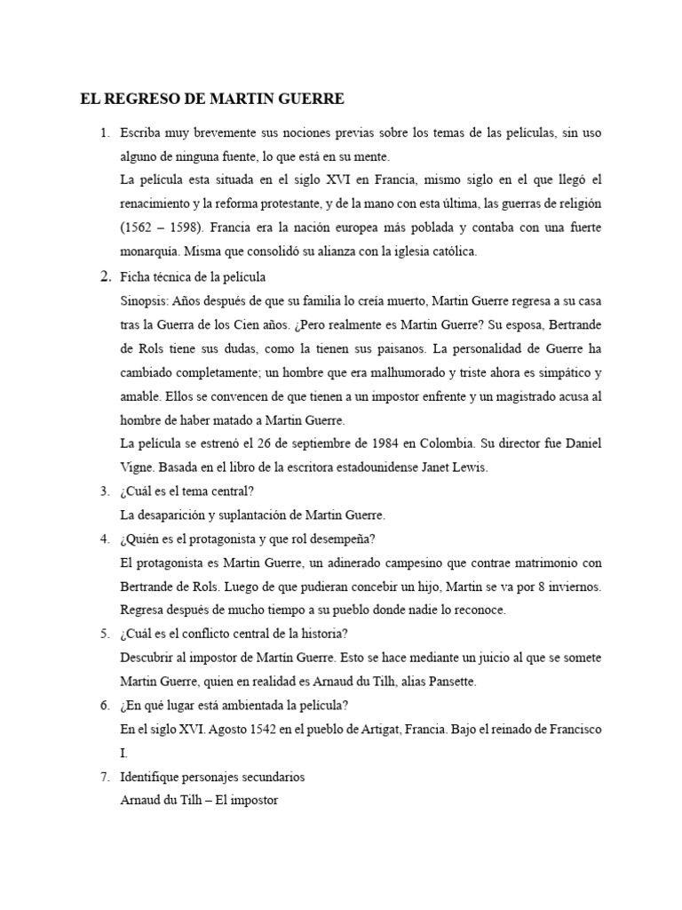 EL REGRESO DE MARTIN GUERRE | PDF EL REGRESO DE MARTIN GUERRE | PDF