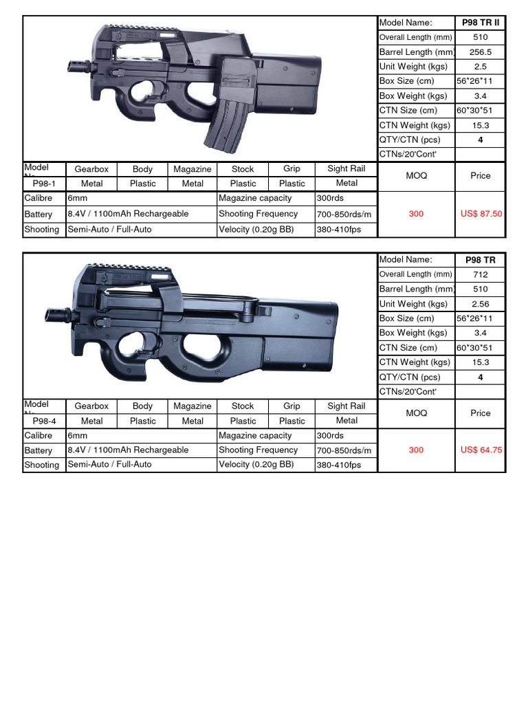 Airsoft Aeg p98 Series | PDF | Rifle | Ammunition