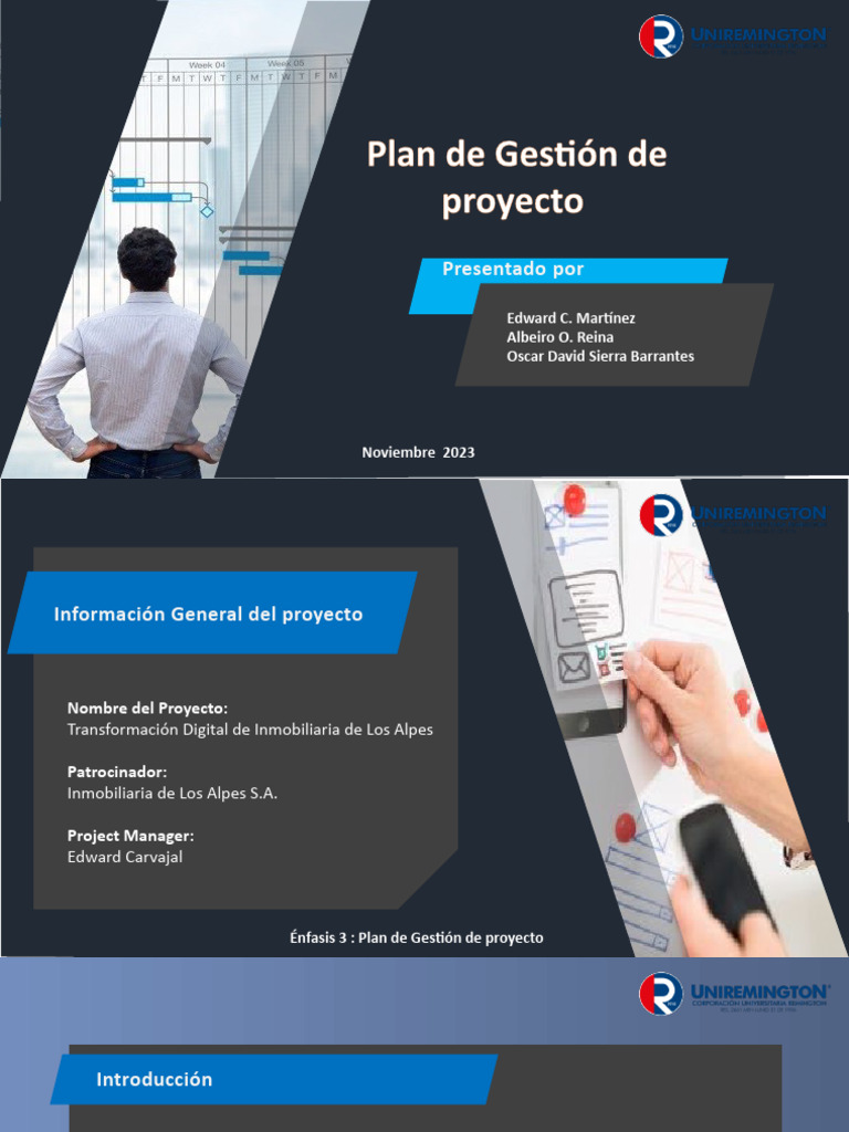 Plan de Gestión de Proyecto - Unidad 1 Tarea 2 Presentación | PDF ...