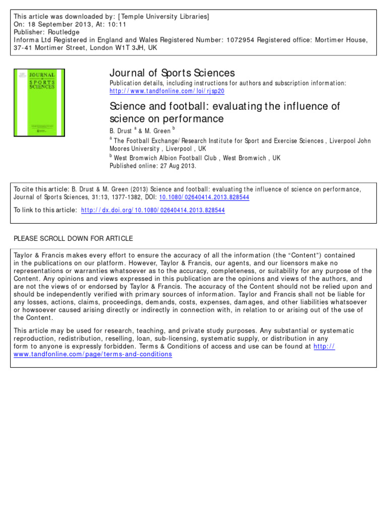 Science in Football | Download Free PDF | Science | Scientific Method