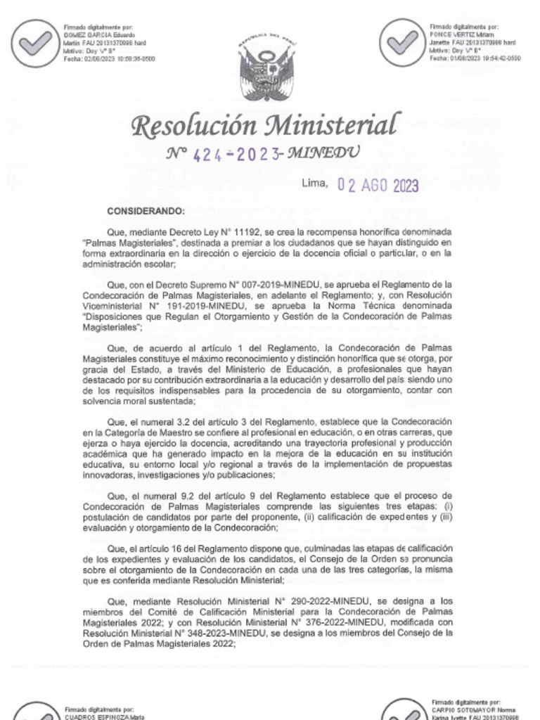 RM - 424 2023 Minedu | PDF