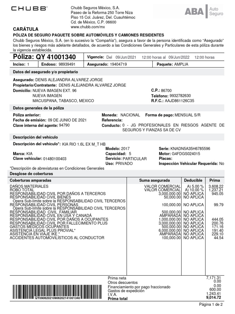 Seguro de Auto | PDF | Póliza de seguros | Riesgo