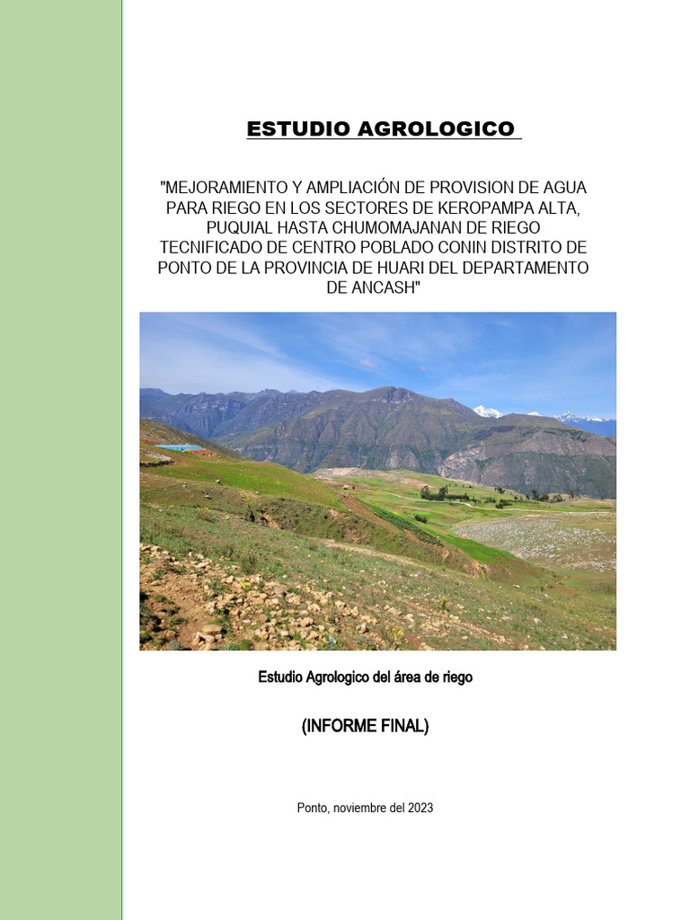 Estudio Agrologico Area de Riego | PDF | Entorno natural | Ciencias de ...
