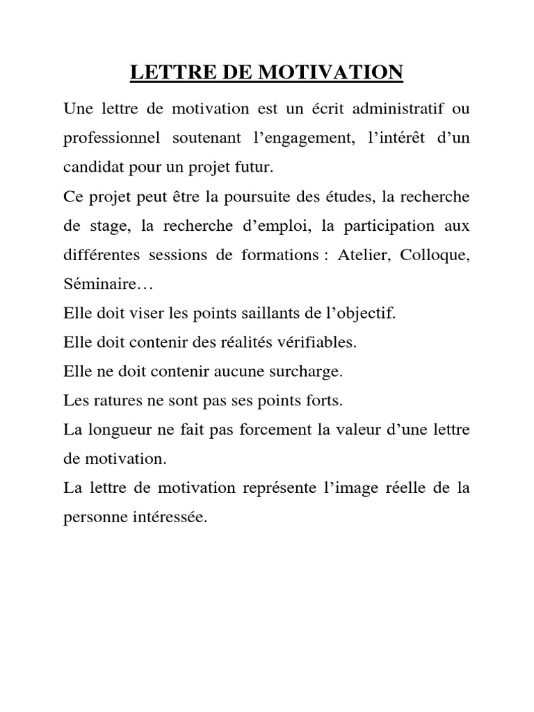 La Lettre de Motivation | PDF | Motivation | Motivant