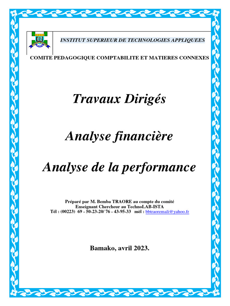 Analyse financière de la performance économique | PDF | Les sociétés ...