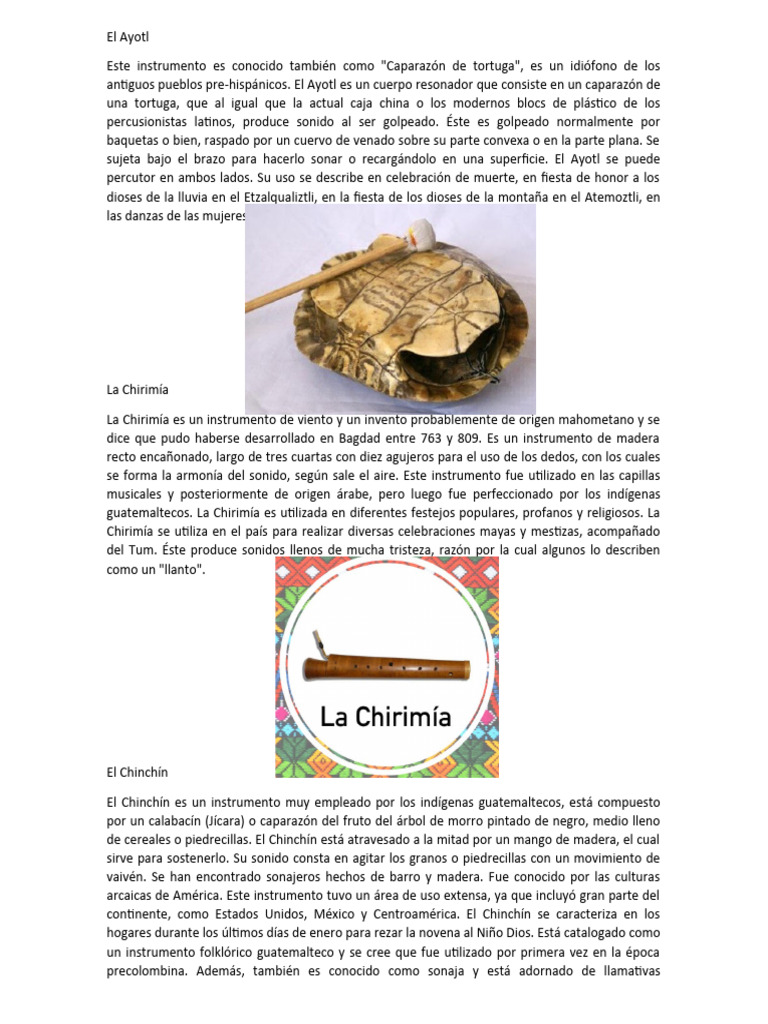 El Ayotl, la marimba instrumentos autoctonos. | PDF | Instrumentos ...