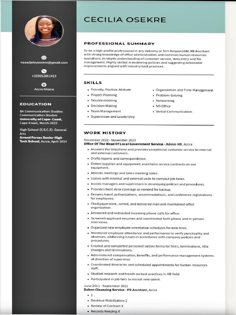 CV Cecilia Osekre | PDF