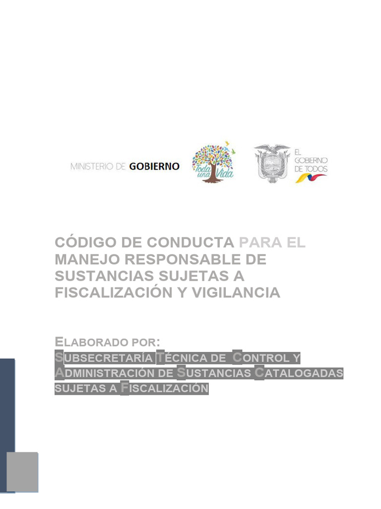 CÓDIGO DE CONDUCTA PARA EL MANEJO RESPONSABLE DE SUSTANCIAS SUJETAS A FISCALIZACIÓN Y VIGILANCIA ...