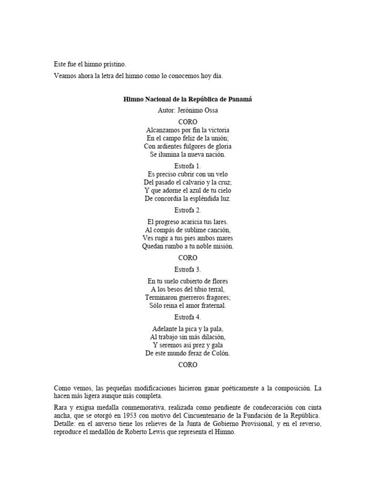 Síntesis Himno Nacional Panamá | PDF | Poesía