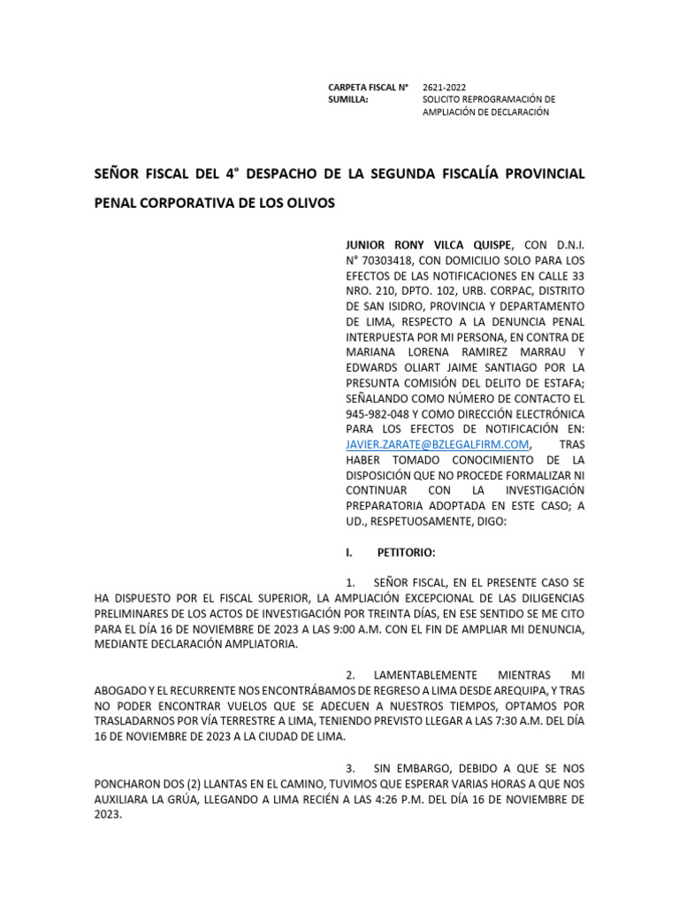 SOLICITUD DE REPROGRAMACIÓN CARPETA FISCAL | PDF | Fiscal | Justicia