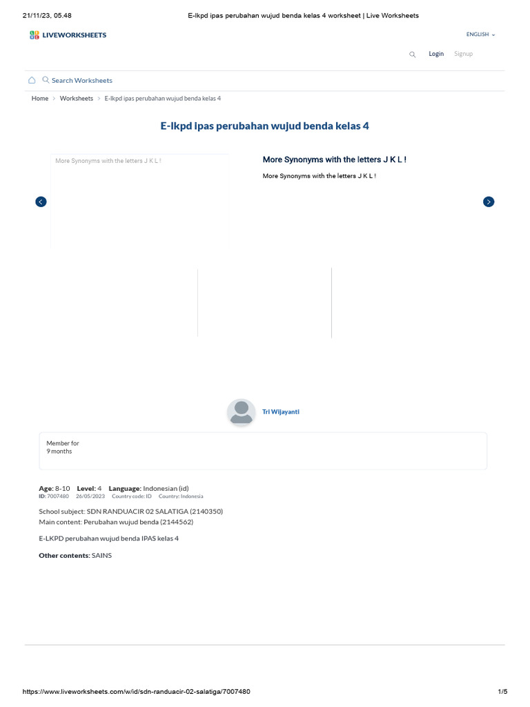 E-Lkpd Ipas Perubahan Wujud Benda Kelas 4 Worksheet - Live Worksheets ...