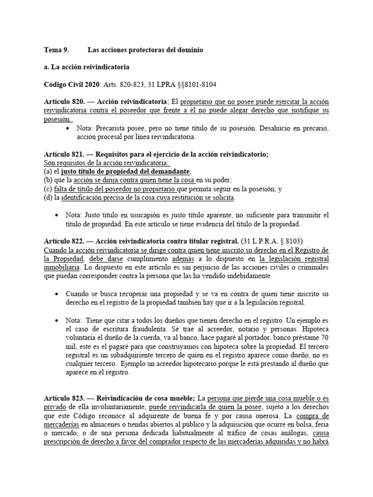 Reales Repaso Tema 9 | PDF | Propiedad | Posesión (Ley)