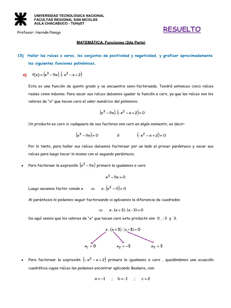 10 Trabajo Práctico Funciones 2da Parte Resuelto | PDF | Factorización | Álgebra