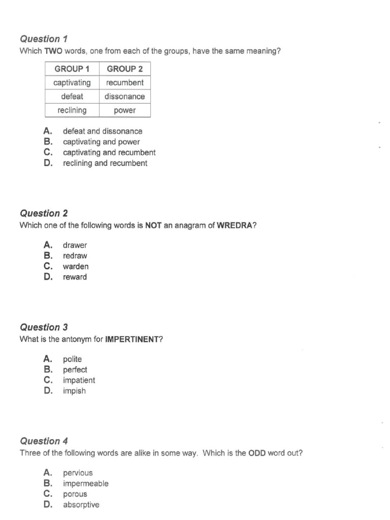 Verbal Reasoning 5 | PDF