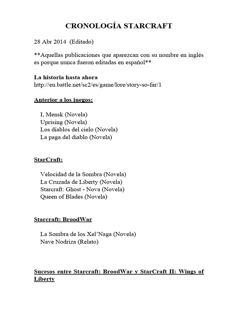 Cronología de StarCraft | PDF