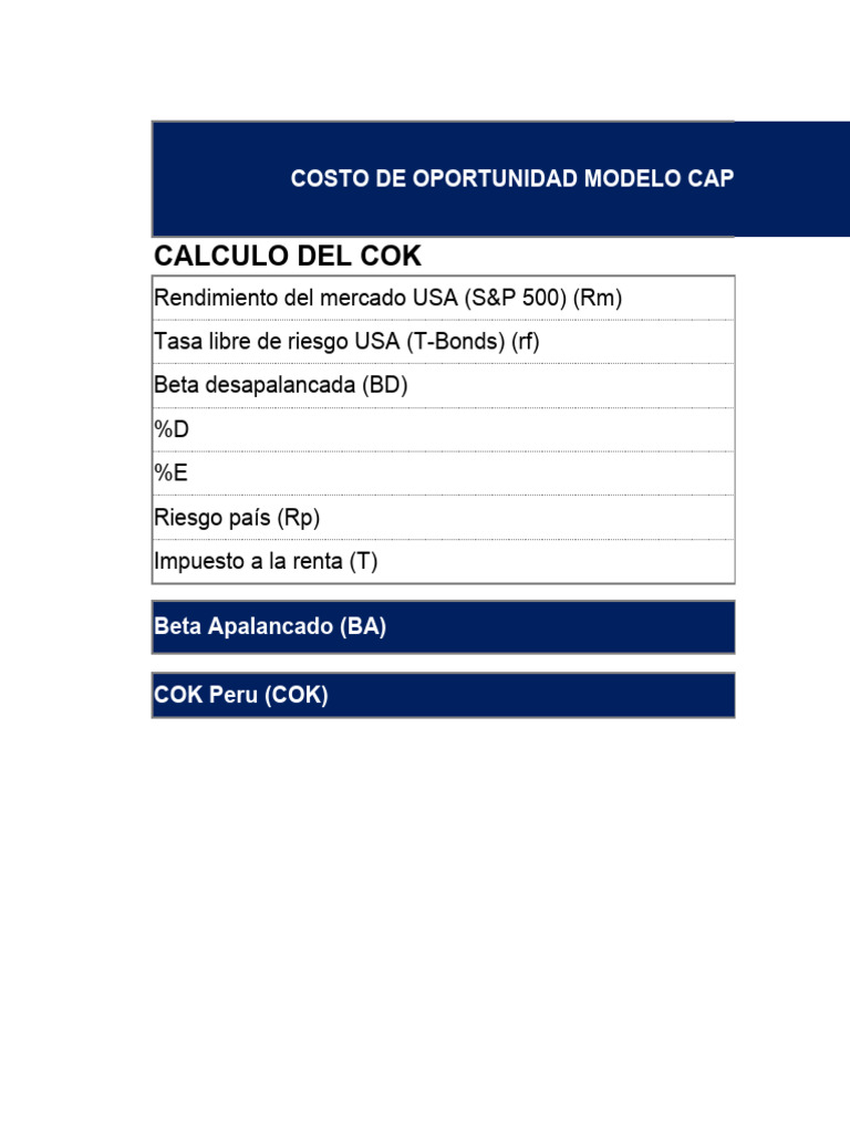 Calculo Del Cok Capm | PDF
