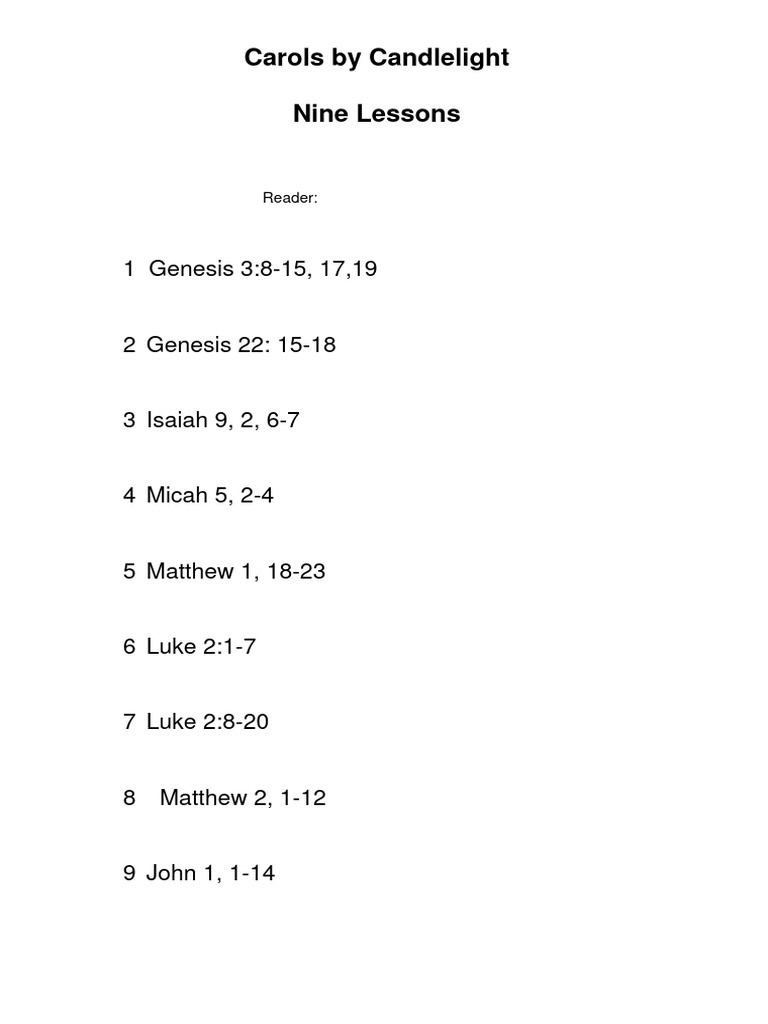 Nine Readings and Lessons Carols by Candlelight | PDF | Nativity Of ...