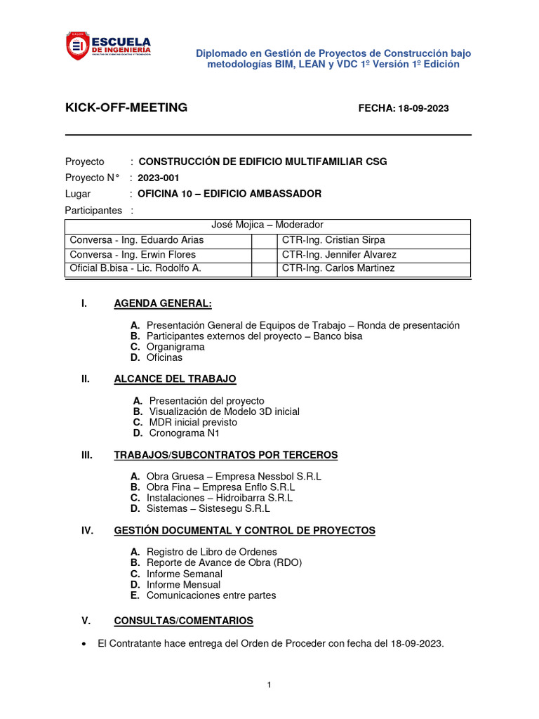 Kick Off Meeting CSG | PDF