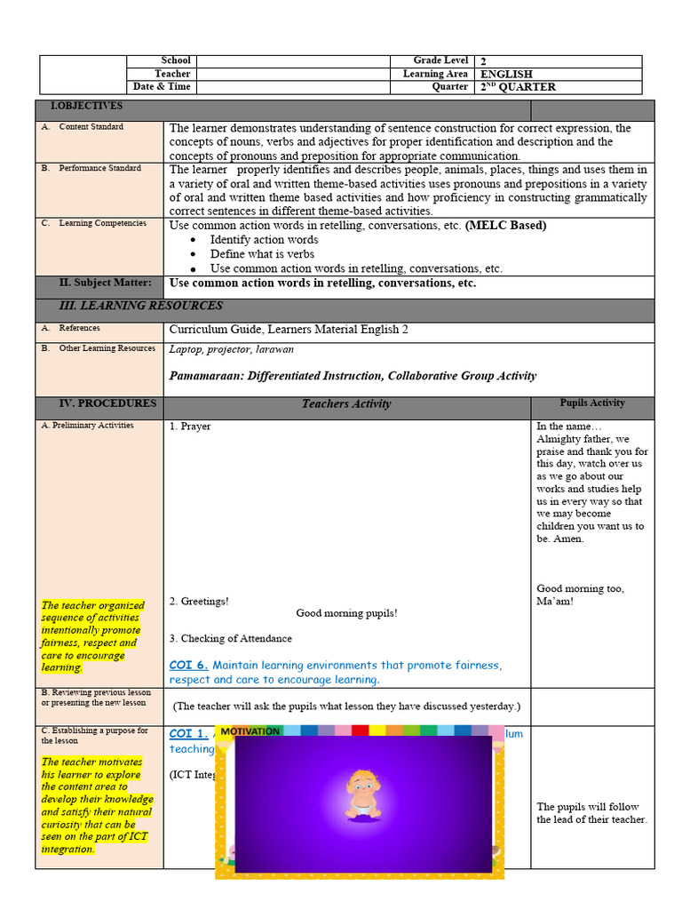 G2 Eng DLP | PDF | Learning | English Language