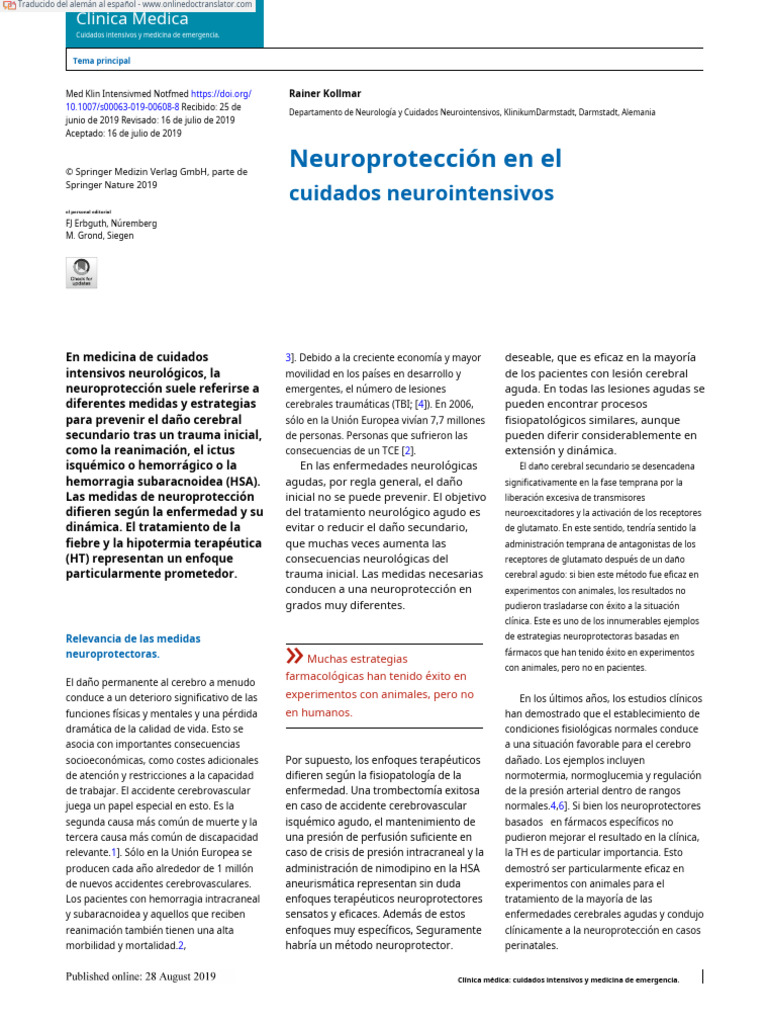 Neuroprotección en Cuidados Neurocríticos - De.es | PDF | Lesión ...