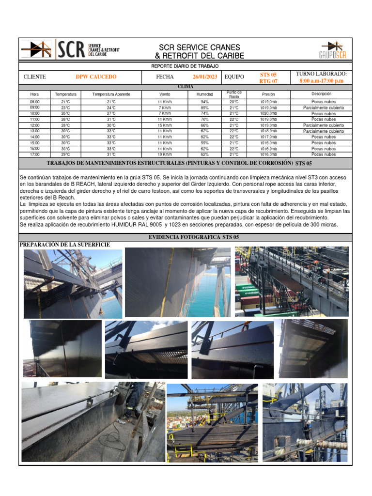 Reporte Diario 26-01-2023 STS 05 - RTG 07 | PDF | Procesos industriales ...