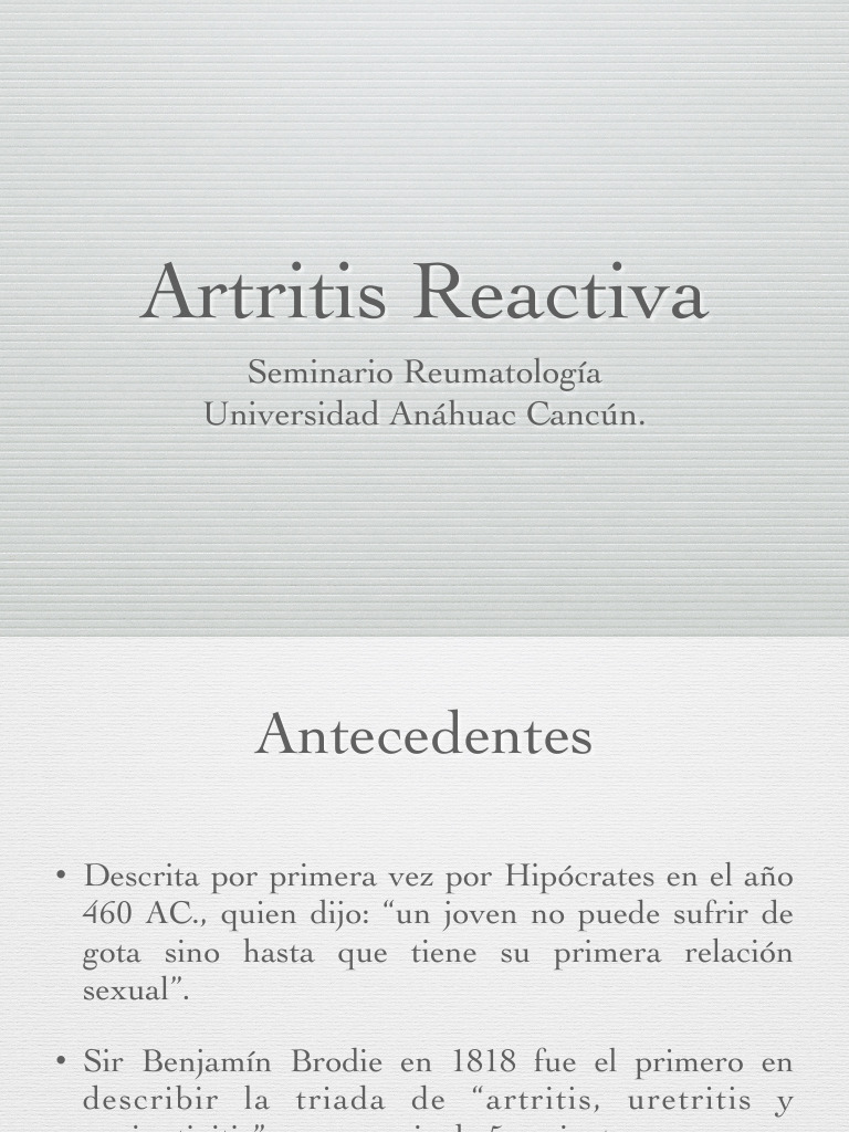 Artritis Reactiva | PDF | Trastornos musculoesqueléticos | Enfermedades y trastornos