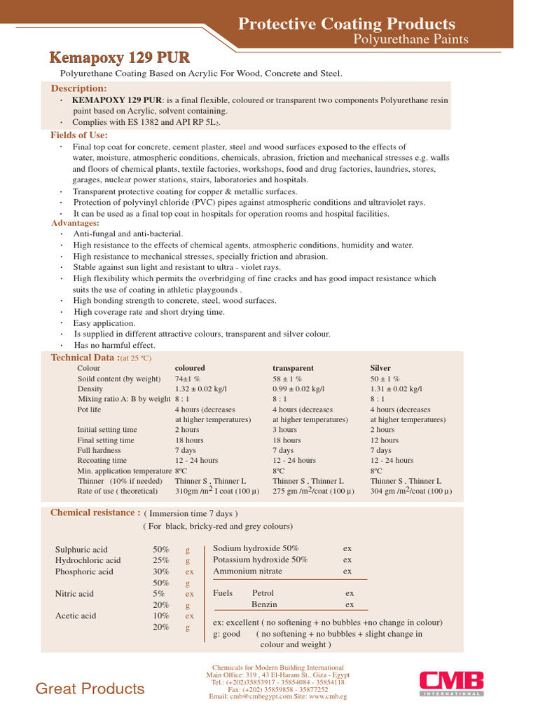 Kemapoxy 129 Pur | PDF | Polyurethane | Concrete