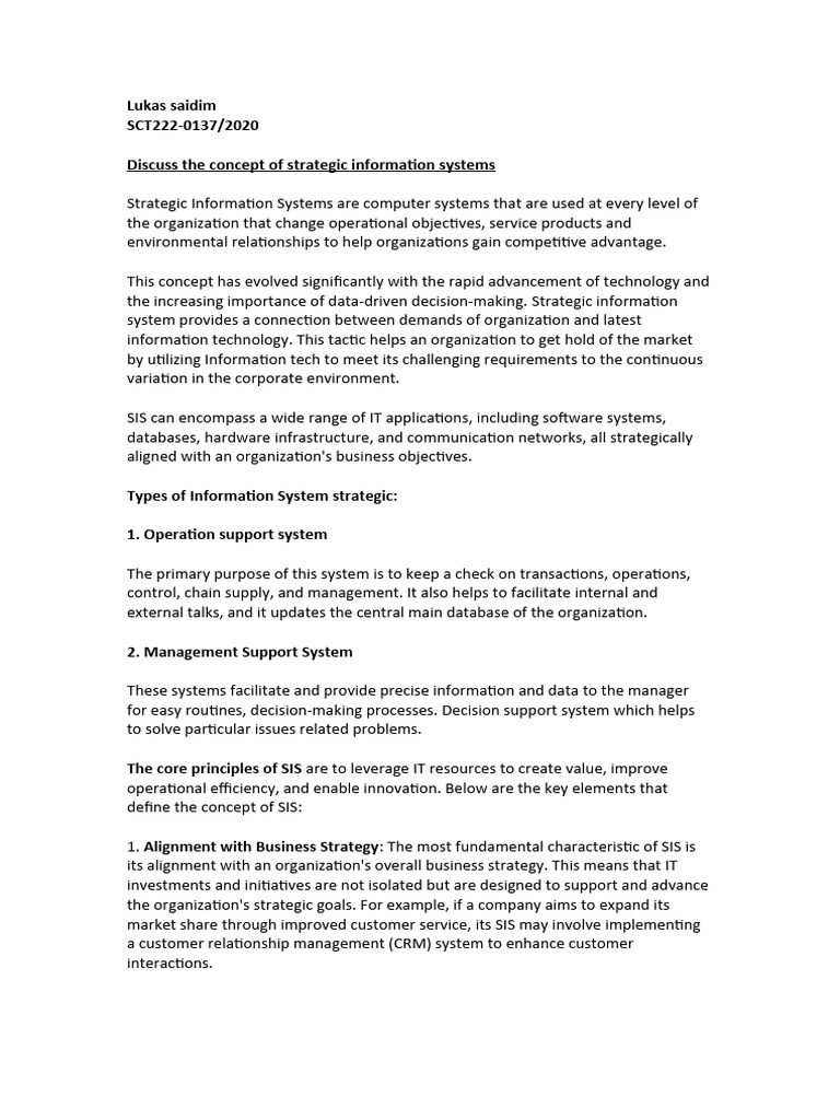 Strategic Information Systems | Download Free PDF | Strategic ...