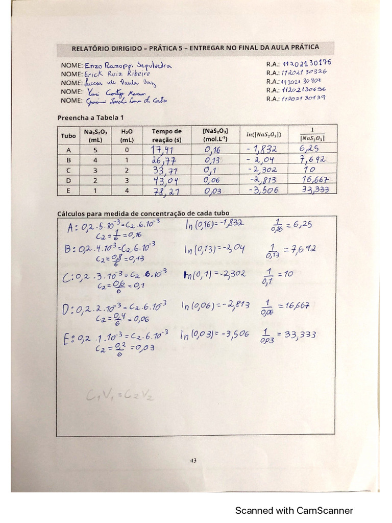 Experimento 5 - TQ | PDF