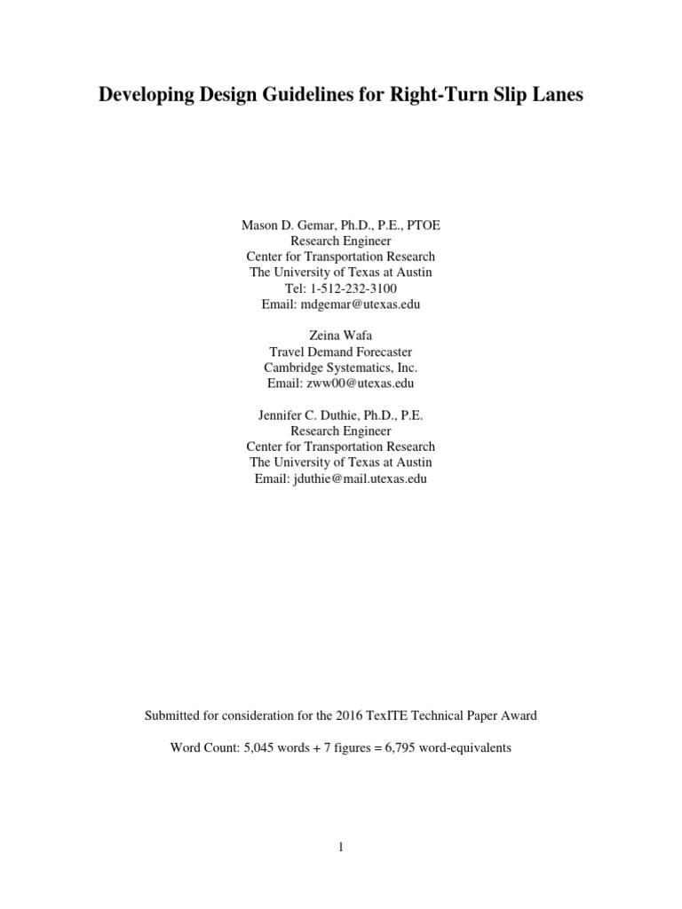 Right-Turn Slip Lane Design Guidelines | PDF | Pedestrian Crossing ...