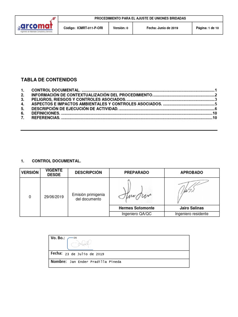 UNIONES BRIDADAS Versión 0 | PDF | Contaminación | Riesgo