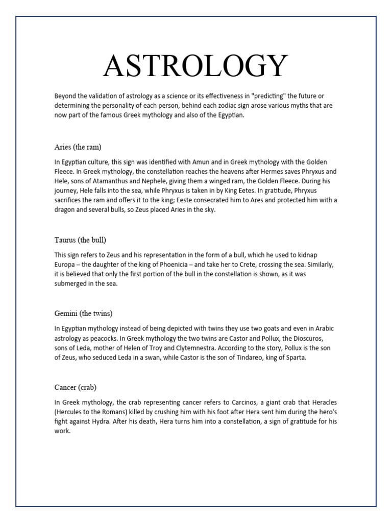 Astrology | PDF | Zeus | Greek Mythology