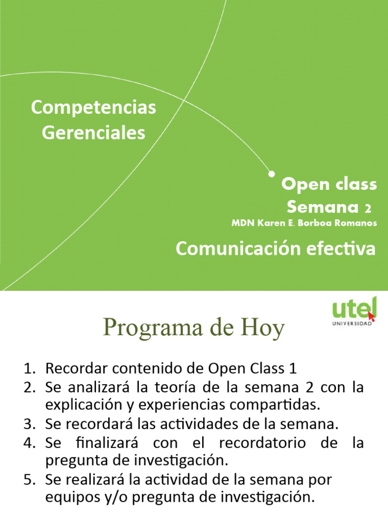 Open Class 2 Semana 2 CG | PDF | Comunicación | Ciencia cognitiva