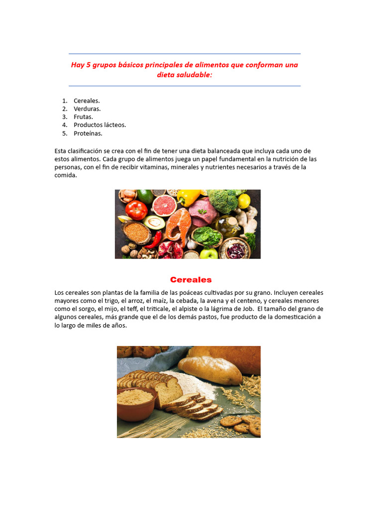 Grupos Básicos de Alimentos y Nutrición | PDF | gordo | Cereales