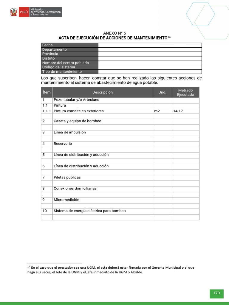 Acta de Ejecucion de Mantenimiento | PDF